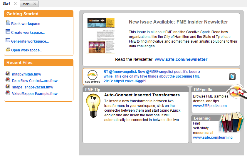 Starting FME Workbench