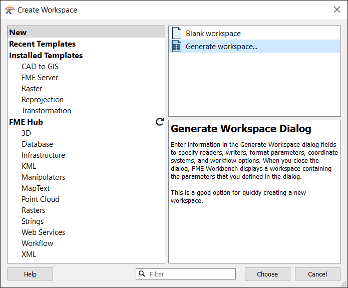 Creating a New Workspace
