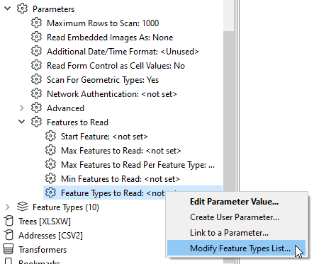 Modifying Feature Types to Read