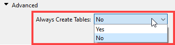 Creating Tables Without Data Features